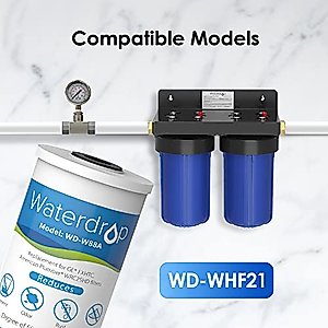 Waterdrop FXHTC Whole House Carbon Water Filter, Replacement for GE® FXHTC, GXWH40L, GXWH35F, Culligan® RFC-BBSA, American Plumber W10-PR, W10-BC, WRC25HD, 10" x 4.5" Cartridge, 5 Micron, Pack of 3