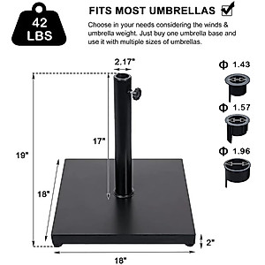 Sundale Outdoor Umbrella Stand 42lbs Heavy Duty Resin Square Umbrella Base,Black