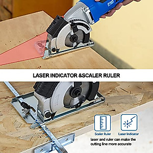 Mini Circular Saw, 6,500RPM Electric Compact Circular Saw, Laser Cutting Guide, Handled Cut Saw with 3 Blades for Wood PVC, Metal,Tile Plastic