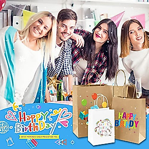 Brown Paper Bags 8x4.25x10.5 100Pcs Gift Bags Medium Size Paper Bags with Handles, Kraft Bags Bulk, Paper Shopping Bags, Gift Bags, Retail Bags, Paper Bags for Wedding Christmas Valentine Birthday Business