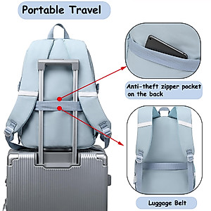 Makukke School Backpacks for Teen Girls - Laptop Backpacks 15.6 Inch College Cute Bookbag Anti Theft Women Casual Daypack,Blue Backpack