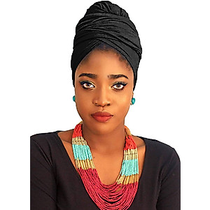 Youme Head Wraps for Women Large Headband Turban Scarf for Black Hair band African Stretch Jersey Turban Hair Band