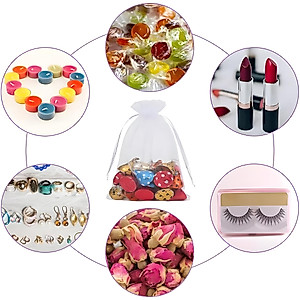 AB Max Organza Drawstring Bags - Wedding Favor Gift Bags Goody Bags Jewelry Pouches 5x7 Inches Fruit Protection Mesh Bags White 10 Pieces