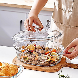 M MCIRCO 4-Piece Glass Casserole Baking Dish, Set of 2 Casseroles With Glass Lids, 1.9 Qt and 3 Qt