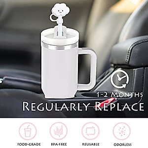 8Pcs Straw Covers Cap for Stanley Cup, 10MM Straw Cover Stanley Tumbler with Handle 40 Oz, Silicone Straw Topper, Cute Straw Dispenser, Straws Stopper, Straw Tip Covers for Stanley Cup Accessories