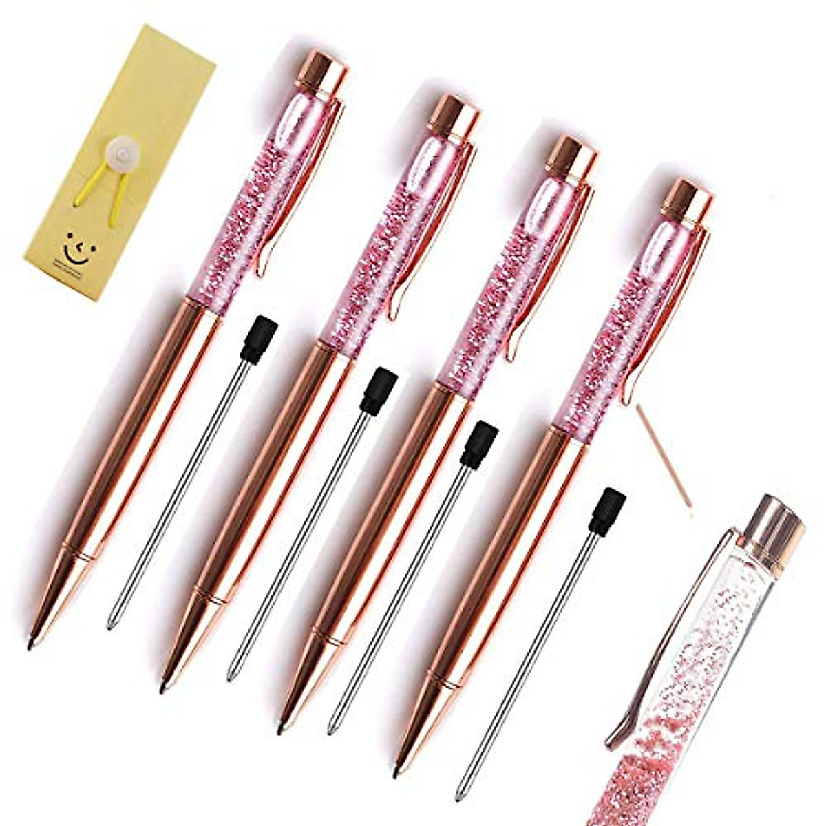 Ballpoint Pens,Rose Gold Metal Pen Refills Bling Glitter Sand glass Advertisement Pen Black Ink for Office Supplies