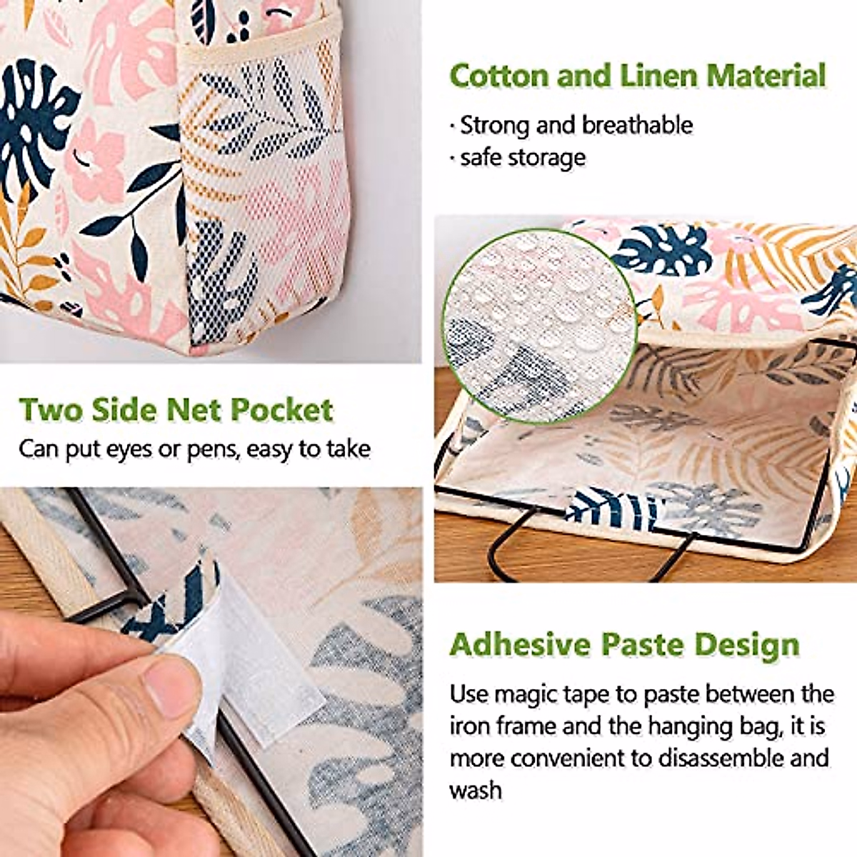 XIAOQI 2Pack-Wall Hanging Storage Bag, Waterproof Over The Door Closet Organizer Hanging Pocket Organizer, Linen Cotton Organizer Box Containers for Bedroom, Bathroom Dormitory