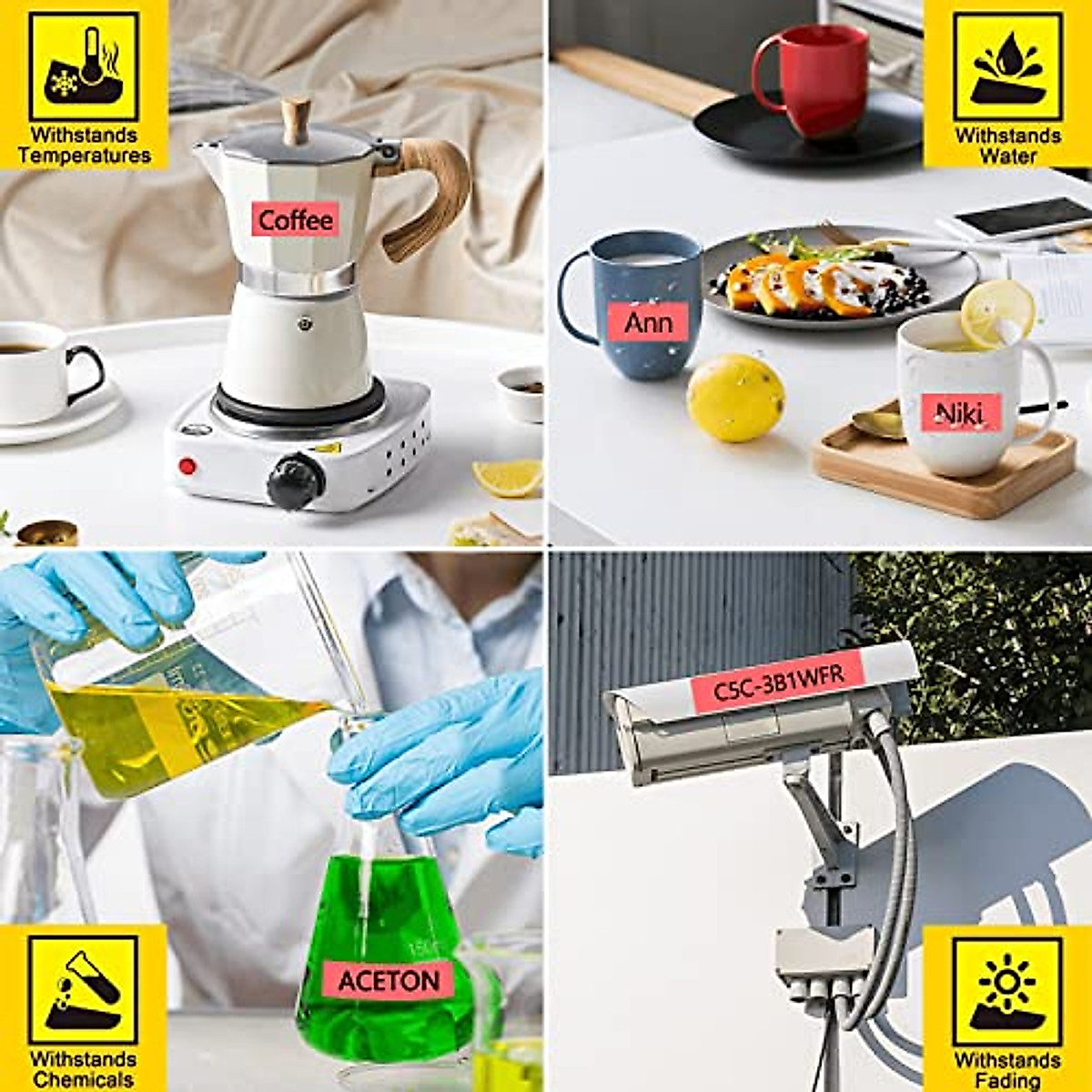 GREENCYCLE Compatible for Brother TZe-231 TZ-431 Laminated Tape Black on White/Red 12mm 0.47" 1/2 Inch for P Touch PT-D200 PT-D210 PT-D400 PT-H100 PT-1230PC Label Makers, 5 Pack