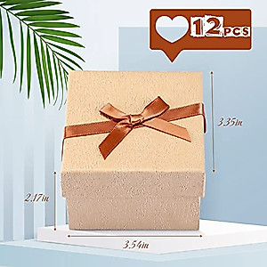 12 Pieces Small Gift Boxes 3.5 Inch Necklace Earring Ring Box Bow Cardboard Jewelry Box Watch Box with Velvet Insert Lids for Keychain