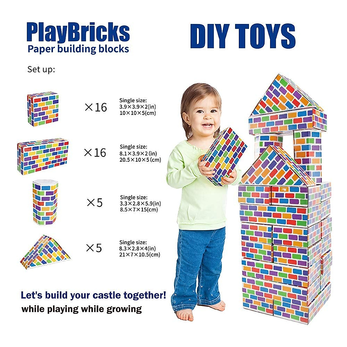 Deluxe Jumbo Cardboard Blocks 42-Pack Extra-Thick Cardboard Building Blocks Mini Whale Paper Brick Toy