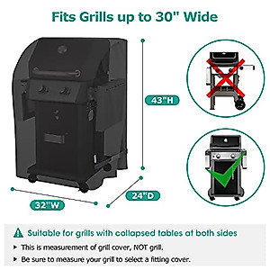 SunPatio 2 Burner Gas Grill Cover 32 inch, Heavy Duty Waterproof Small BBQ Grilling Cover, Compatible for Weber Char-Broil Nexgrill and More Grills with Collapsed Side Tables, All Weather Protection