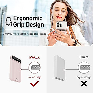 iWALK MAG-X Magnetic Wireless Power Bank with Stand, 5000mAh Portable Charger with USB-C Port & LED Display, Ergonomic Grip Design Battery Pack Compatible with iPhone 15/14/13/12 Series,For iOS17 Mode