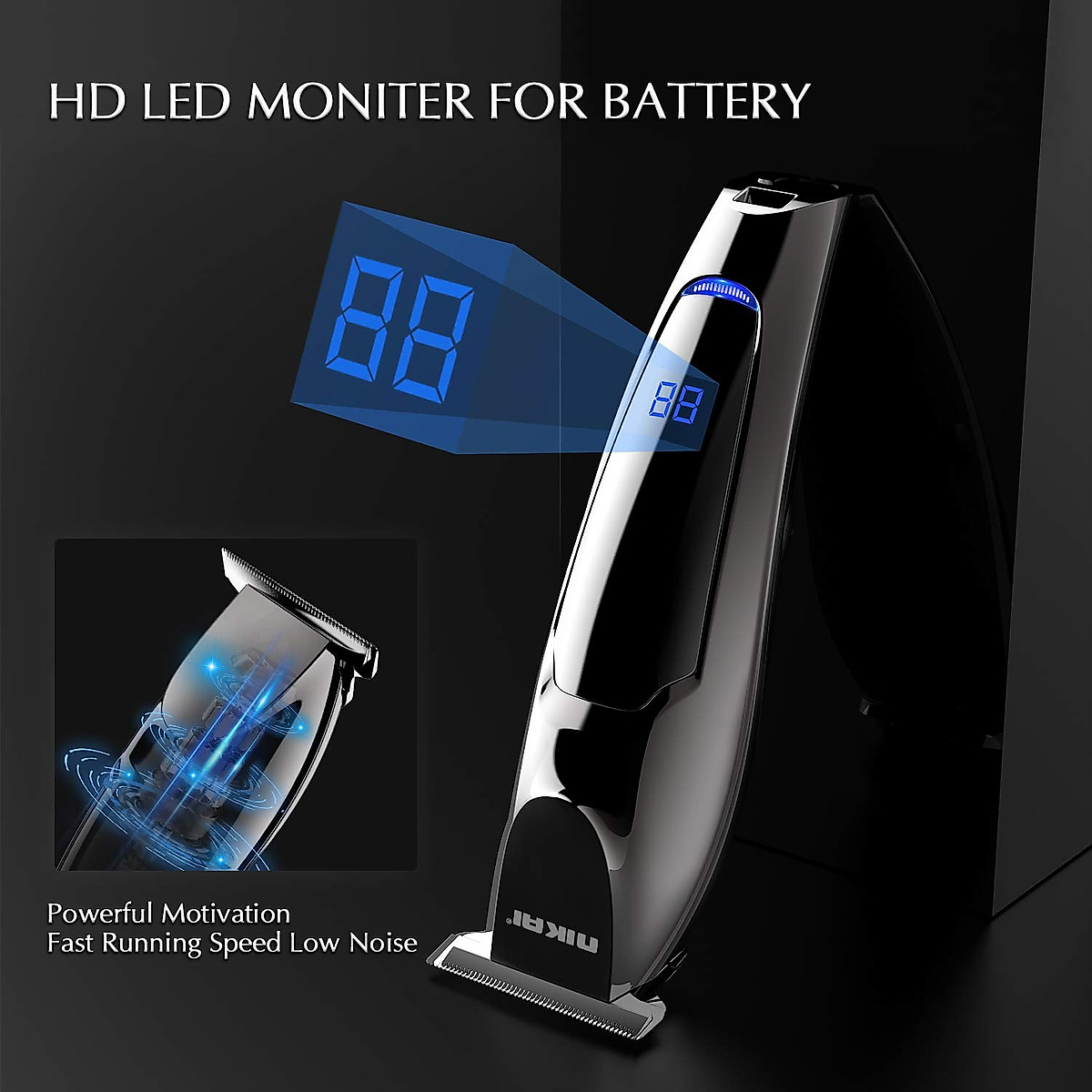 Cordless Electric Clippers, Men's Hair Clipper and Hairdressing Tool Set, Used for Men's Beard Trimming, Haircuts, etc, Rechargeable, with LED Display, 5 Length Combs, Silver ZEKEE