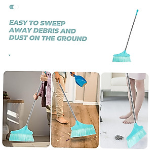 OHPHCALL Cleaning Broom for Floor Outdoor Broom Angle Broom Floor Cleaning Tool Hair Cleaning Broom Floor Cleaning Broom Home Broom Office Broom Household Broom Stainless Steel Sky-Blue