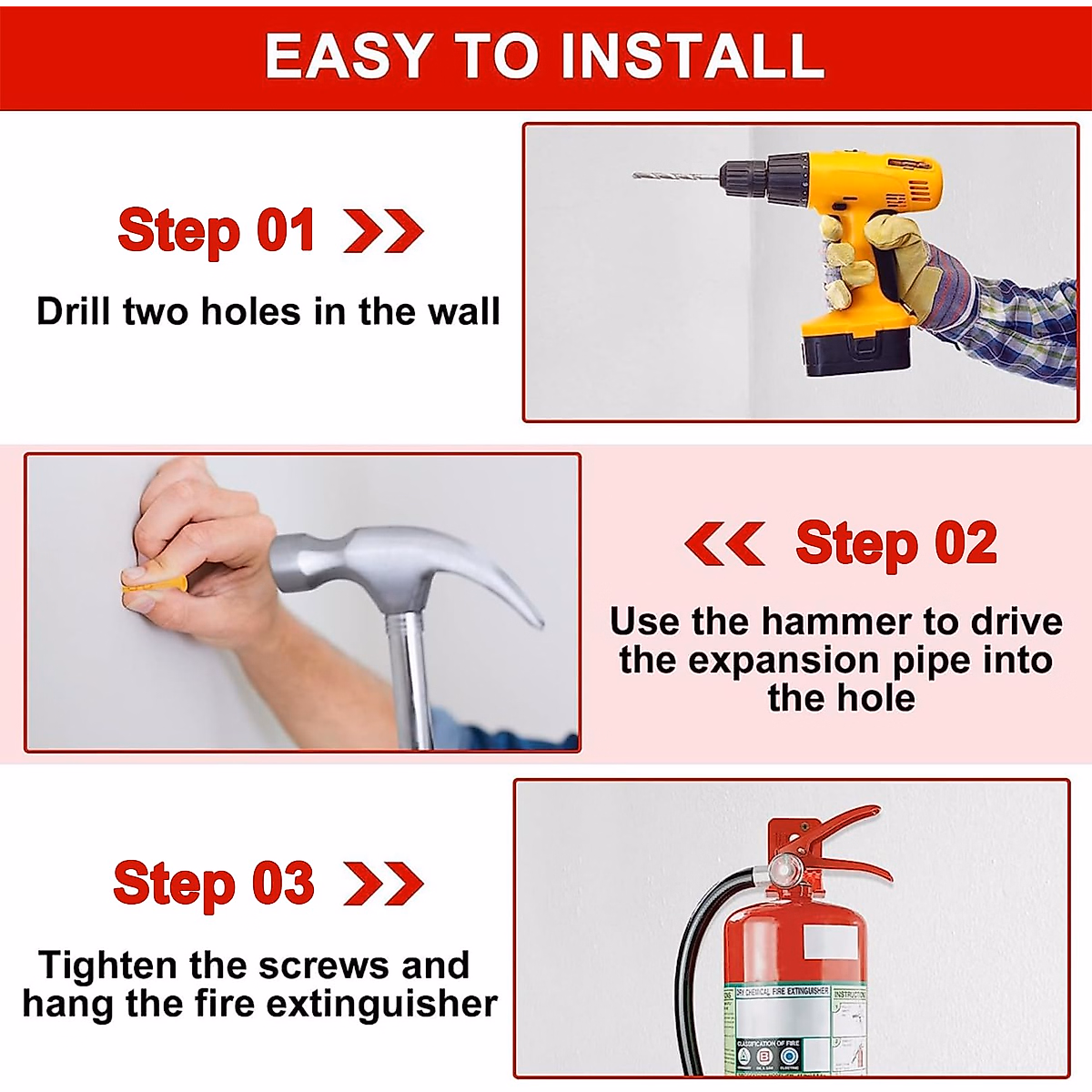 Universal Fire Extinguisher Bracket, Fire Extinguisher Mounts & Brackets up to 40 lbs, Suitable for Big and Small Fire Extinguisher Cabinet, Holder for Dry Chemical and Water Extinguishers (Pack 4).