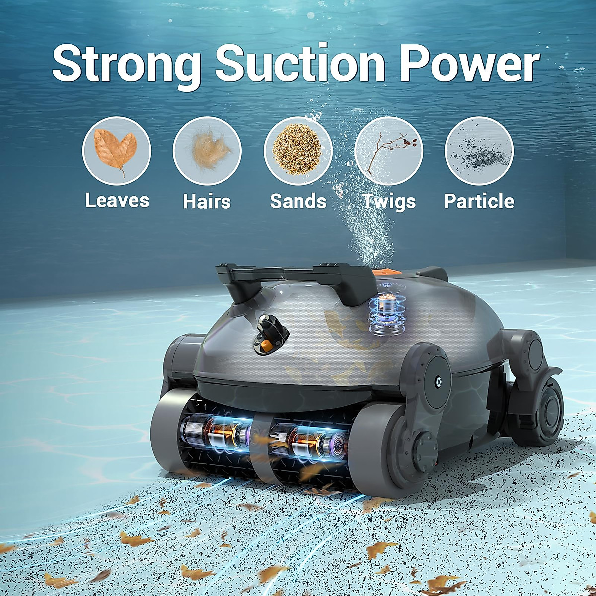 Gosvor Pivot Cordless Robotic Pool Cleaner, Wall Climbing, Triple-Motor, Extended Battery Life, Self-Parking, Automatic Pool Vacuum for Inground &Above Ground Pools Up to 65 FT in Length,Grey