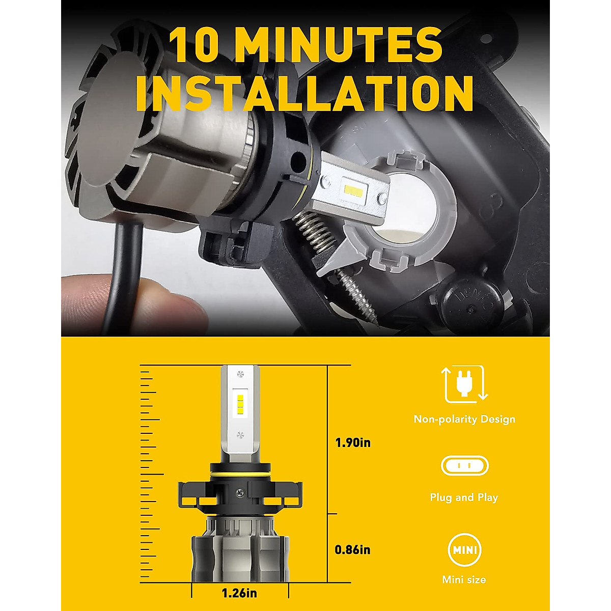 AUXITO 5202 LED Fog Light Bulbs, 6500K Cool White 6000 Lumen Plug And Play, 300% Brighter, 5201 PS19W 12085 PS24W Daytime Running Lights Replacement (Pack of 2)