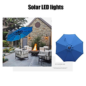 YUDIZWS Patio Umbrella for Outdoor Market Table-8 Ribs 9Ft Double-Sided Sun Umbrella Garden Parasol Patio Sun Shade Outdoor with LED Solar Light, Red, size:a