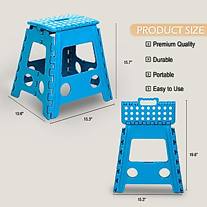 Dporticus 2Pack 16 Inch Foldable Step Stool with Handle for Kids & Adults Portable Super Strong Folding Kitchen Step Stool Non-Slip Design Garden Bathroom Stepping Stool