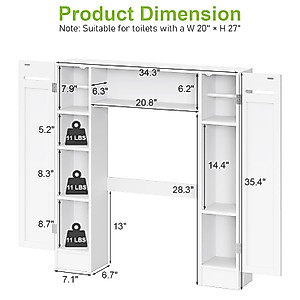 Short Over the Toilet Storage Cabinet – Freestanding Bathroom Space Saver with Adjustable Shelves, Toilet Paper Holder & Anti-Tip Design - Bathroom Organizer for Extra Storage, for Renters, Families