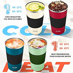 KETIEE 12oz Travel Mug: Vacuum Insulated Coffee Cup with Leakproof Lid, Travel Coffee Mug Stainless Steel Double Walled Reusable Coffee Cup for Hot and Cold Water Coffee (Beige)