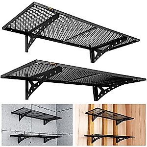 Sanhang 1.5x4ft Garage Storage Rack, Suitable for Garage / Storage Room Wall-Mounted Storage Shelf (2pack, Black)