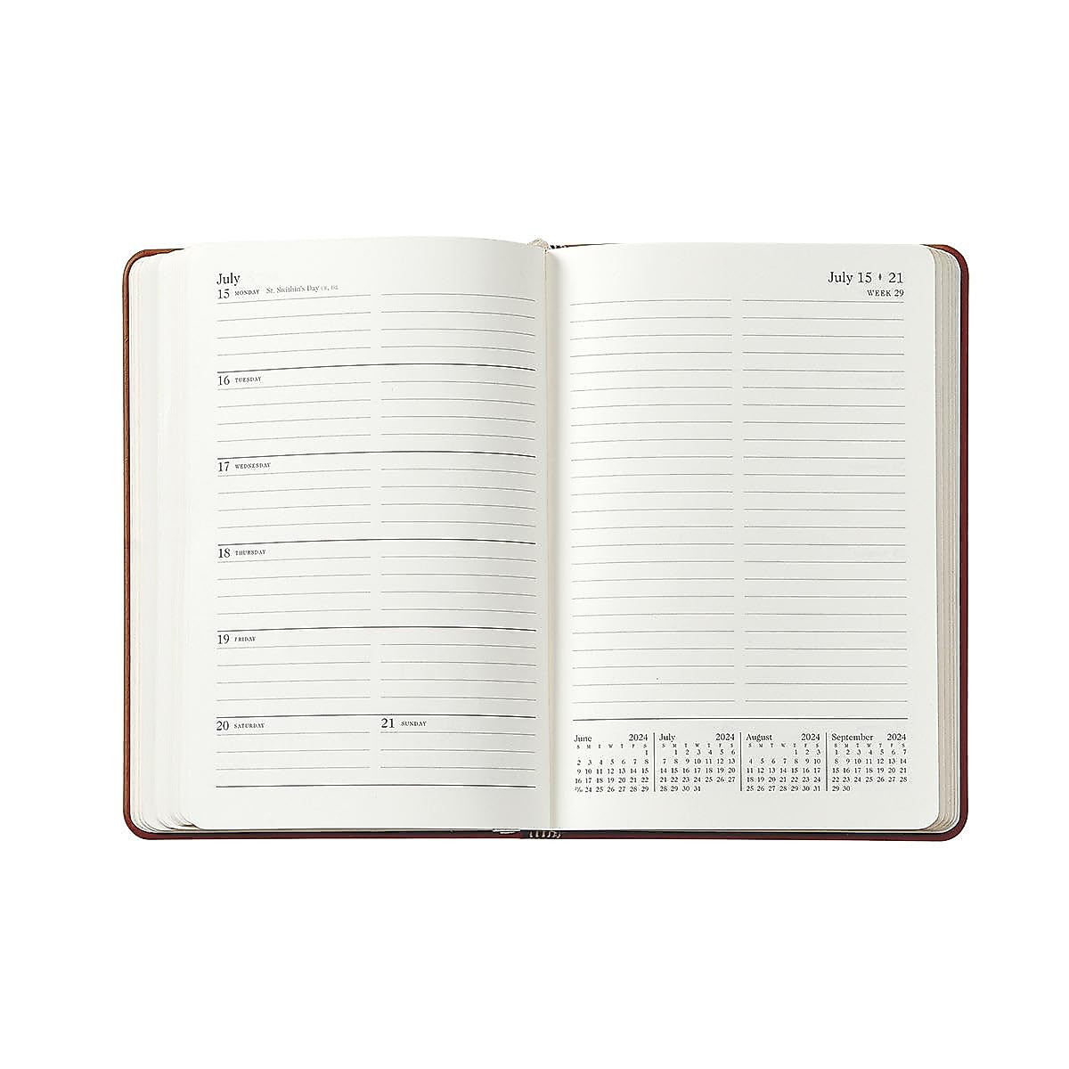 Graphic Image 2024 Notebook, Month and Week-at-a-view pages, Appointments, Daily Notes, Travel Information, U.S. & International Holidays, Genuine Leather (5⅜" W x 7⅜" H - Made in the USA)