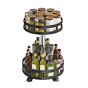 2 Tier Turntable Organizer, 360 Degree Rotating Turntable 9 "Non-Skid Rotating Tissue Storage Container, Bathroom, Kitchen, cabinets, Pantry, countertop Organizer…