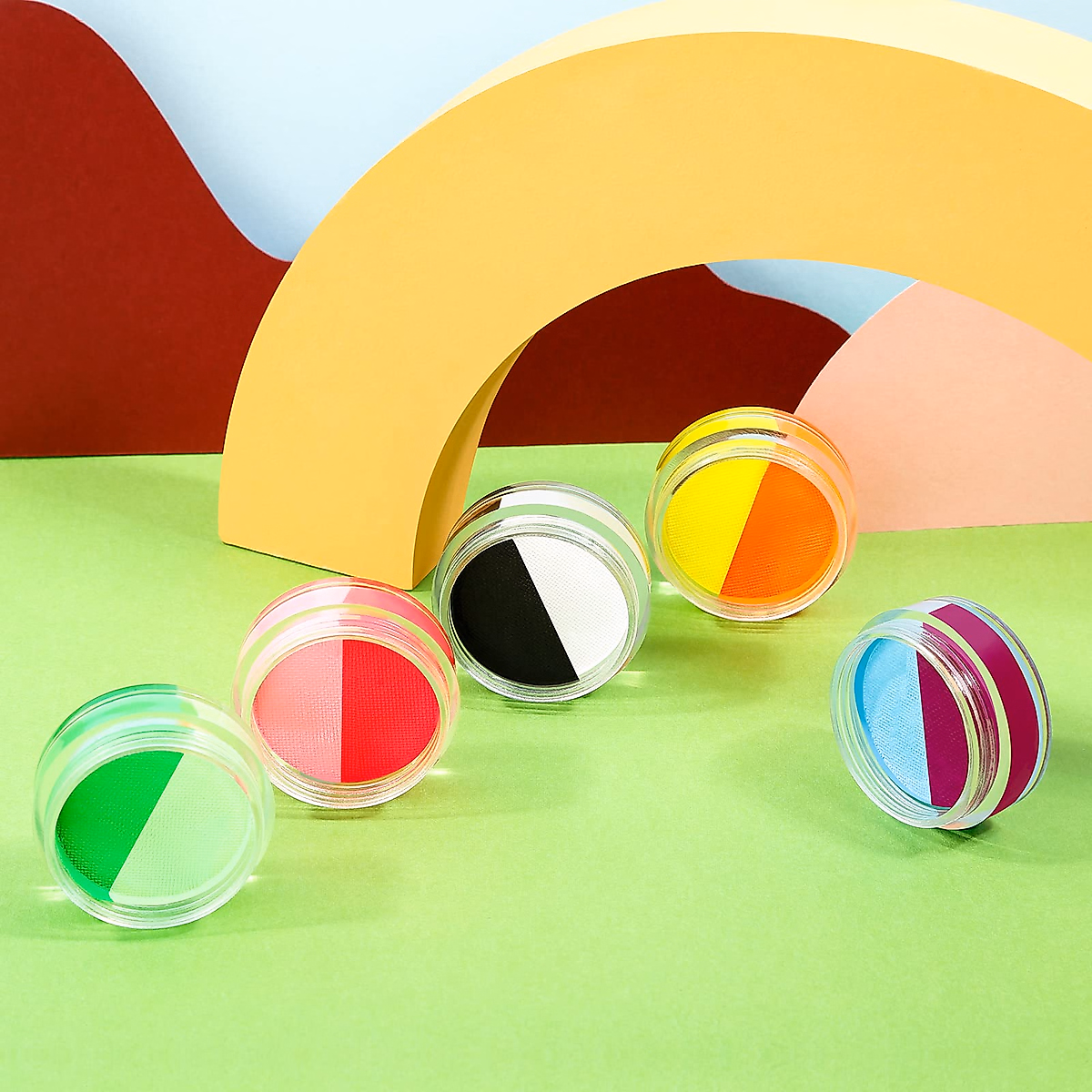 ecofavor Water Activated Eyeliner, UV Glow Neon Cake Paint, 10 Bright Color in 5 Cake Hydra Eye Liner,UV Glow Blacklight Luminous Body Face Makeup Paint, Costume Halloween and Club Makeup Art Paint…