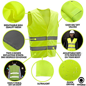 HiVisible 10 Safety Vests Bulk Pack Reflective Vests for Men and Women