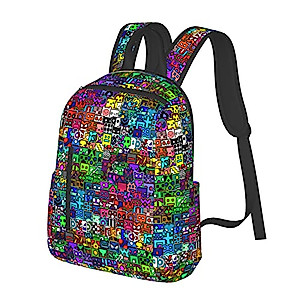 Geometry Dash Travel Backpack Multipurpose For Kids Teens Unisex Casual Daypacks Laptop Bookbag Outdoor Black