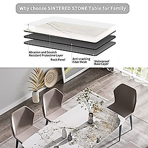 LKTART 63" Modern Artificial Marble Dinning Table Overlapping Leg Sintered Stone Dinning Table Top Suitable for 6-8 People Dinning Room Kitchen (no Chair)