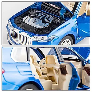 BDTCTK 1/24 Compatible for X7 SUV Model Car Toy Diecast Toy Cars, Zinc Alloy Pull Back Toy car with Sound and Light for Kids Boy Girl Gift(Blue)