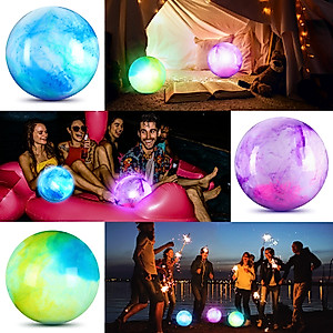 Hungdao 3 Pcs 12 in 15 in 18 in Glow in The Dark Marbleized Bouncy Balls Pool Toys Beach Ball Swimming Pool Balls Inflatable Ball Indoor Outdoor for Playground School(12 Inch)
