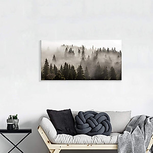 ARTISTIC PATH Foggy Forest Canvas Wall Art: Landscape Mountain Artwork Photographic Print Pictures for Bedrooms (40" W x 20" H,Multi-Sized)