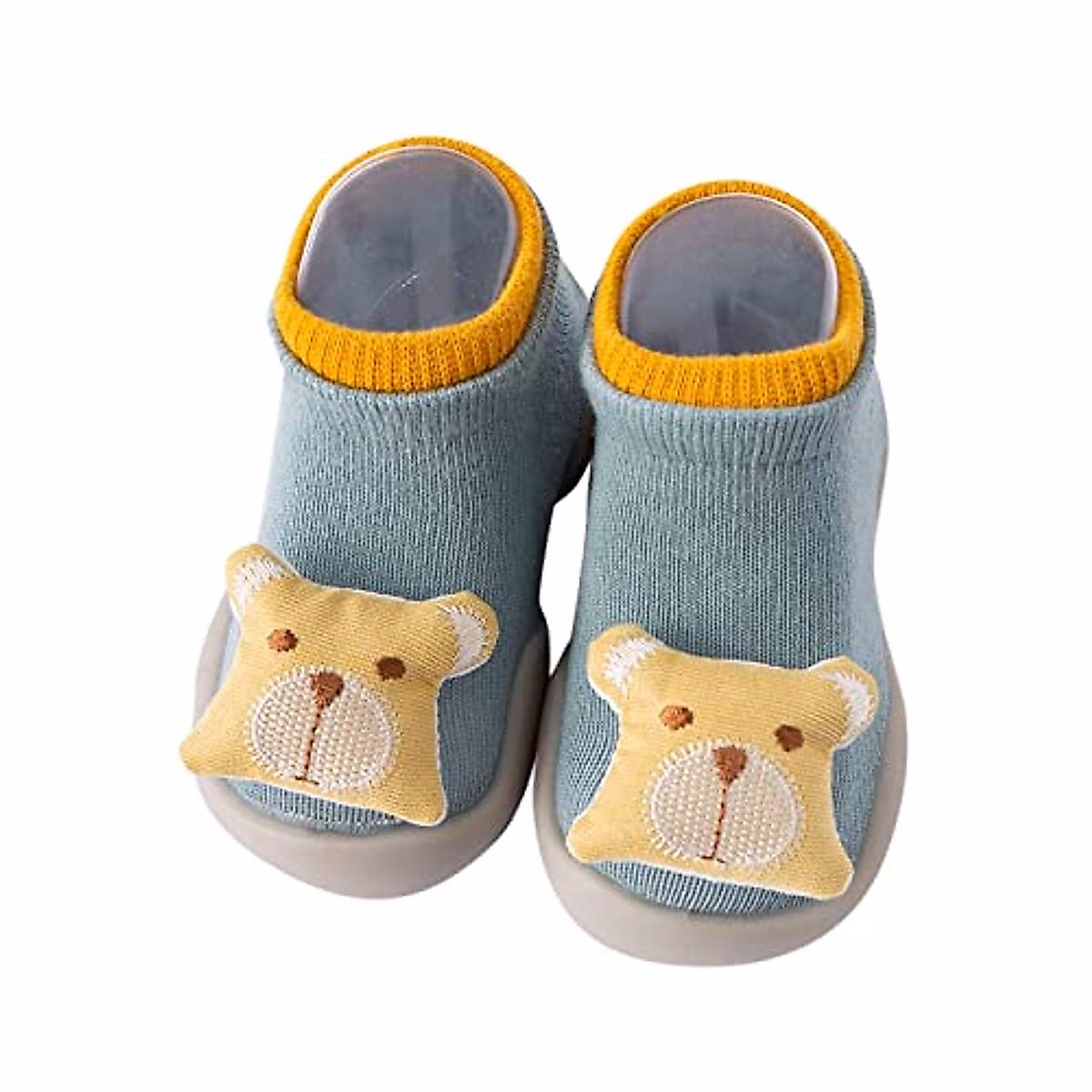 Lykmera Spring Fall Cotton Socks Shoes Infant Toddler Shoes Cartoon Pattern Solid Mesh Breathable Floor School Shoes Socks (Green, 6-12 Months)