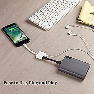 (2 Pack)[Apple MFi Certified] 2 in 1 Dual Lightning Adapter & Splitter for iPhone,Dongle Headphones Adapter Aux Cord 4 in 1 Music+Charge+Call+Volume Control Compatible for iPhone12/11/11 Pro/XS/XR /8