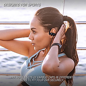 Volkano Wireless Earphones - Bluetooth 5.0 Sports Earbuds, Workout Buds Ear Hook Design for Running, Gym - Immersive Sound, Dynamic in Ear Control, 3 Hour Playback & USB Charger, Race Series (Black)
