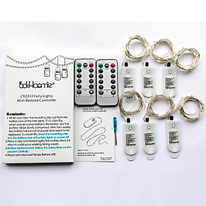 6 Pack Fairy Lights Battery Operated with Timer 2PCS Remote 6.5ft 20LED Warm White Twinkle Lights Waterproof Silver Wire Fireflies lights DIY Mason Jar Wedding Party Christmas Centerpiece Table Deco