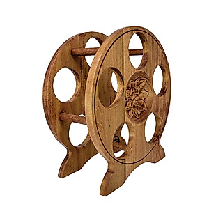 Apparatus Wood Design Wine Rack countertop Wooden 5 Bottle Holder Display Stand Shelf Storage Cabinet Home Decor Wine Gift no Need Assembly (Traditional Cherry)