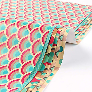 Wrapping Paper Sheets - Birthday Wrapping Paper Set Included 6 Pack Gift Wrap Papers and Gift Sticker & Ribbon for Present - Eco Gift Wrapping Paper Birthday for Women, Men, Female, Girls, Boys, Male,