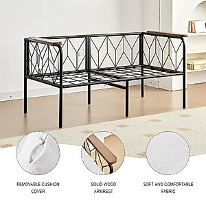 Cpintltr 47” W Futon Sofa Couch Modern Loveseat Sleeper Sofa Bed with Sturdy Metal Frame Teddy Velvet Upholstered Convertible Couch Bed for Living Room Bedroom Apartment Office White