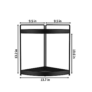 2 Tire Bathroom Countertop Organizer, Vanity Tray Corner Shelf Storage Organizer for Makeup Cosmetic Perfume, Kitchen Spice Rack Metal Standing Shelf