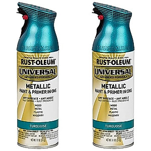 Rust-Oleum 330480 Universal All Surface Metallic Spray Paint, 11 oz, Turquoise (Pack of 2)