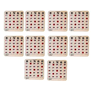 Regal Bingo Bulk Bingo Cards with Sliding Windows - Reusable Large Print Bingo Game Cards for Adults Large Group - 10 Pack, Woodgrain