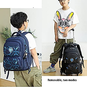 CUSALBOY Anime School Bags student Oxford Cloth Vacation Backpack Travel Bag Luggage Trolley Case with Six Wheels Laptop backpack (blue 2)