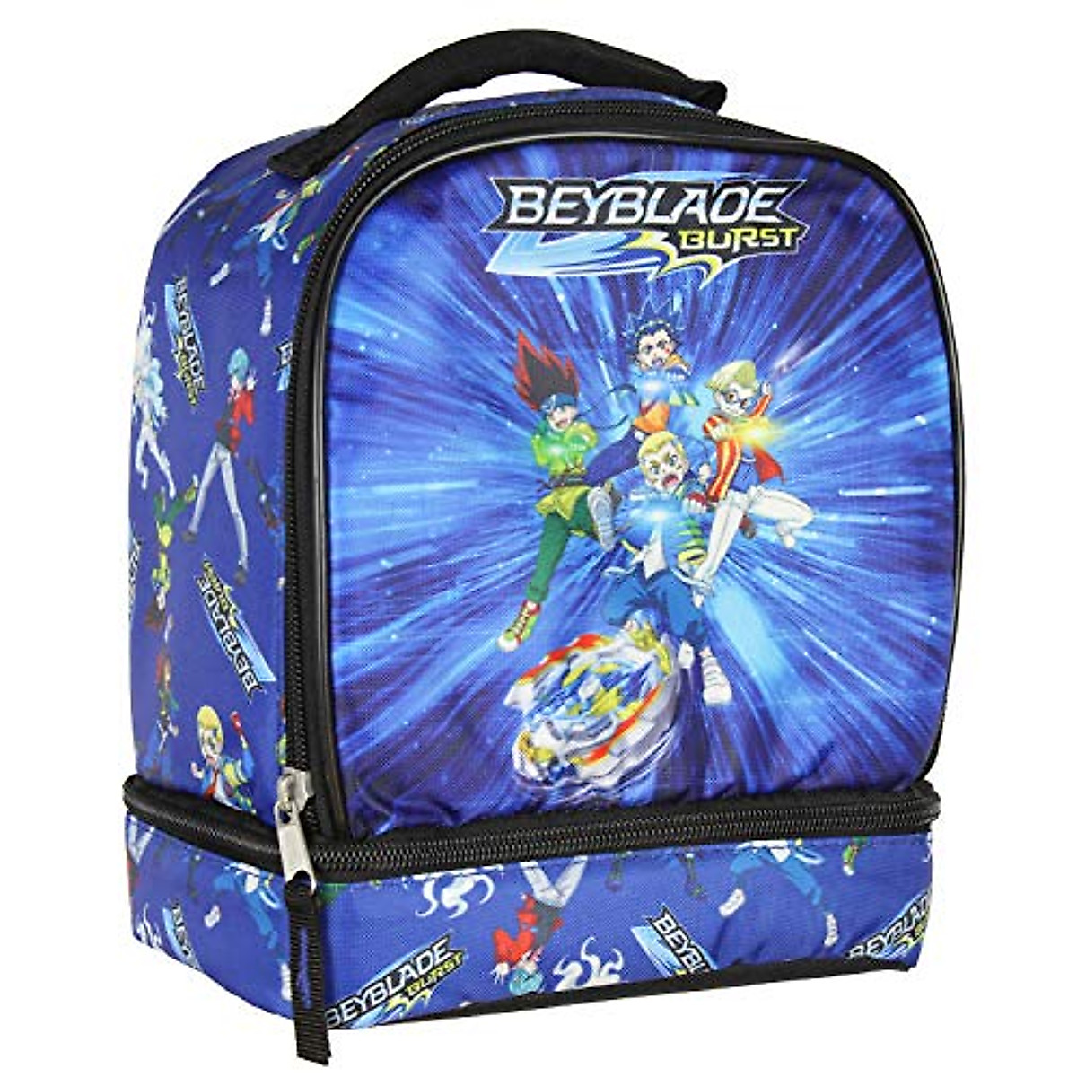 INTIMO Beyblade Burst Spinner Top Anime Characters Dual Compartment Insulated Lunch Box Bag Tote