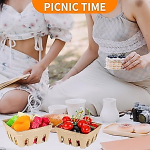 Tobeelec 100 Pcs Pulp Fiber Berry Basket, Products Berry Baskets, Molded Pulp Fiber Vented Produce Basket for Packaging Fruits and Veggies, Small Farmer Market Produce Basket Containers