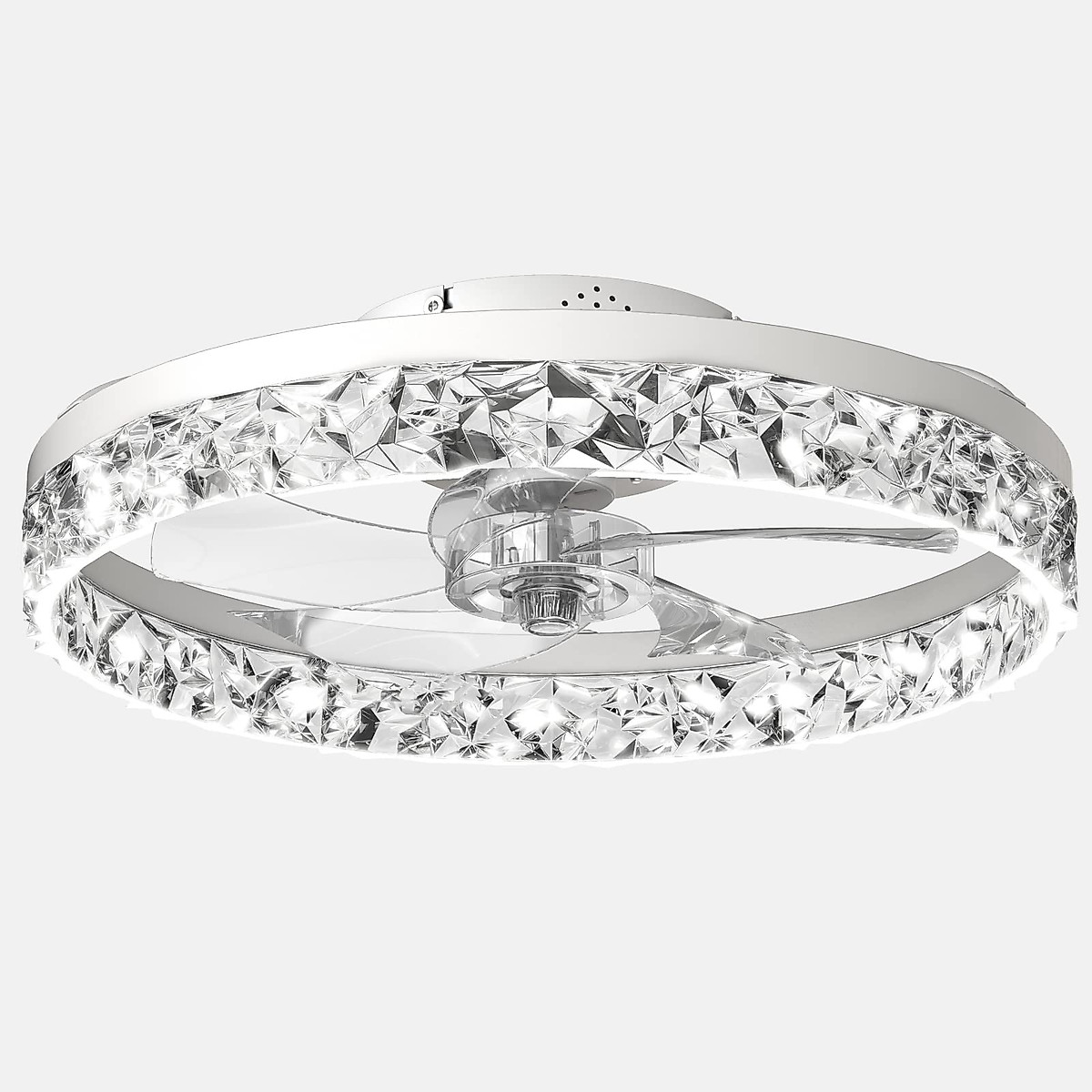 DAFOLOGIA Low Profile Ceiling Fans with Lights and Remote, Stylish 19.7 inches Dimmable Flush Mount Ceiling Fan, Enhancing Room Decor, Stepless Color Temperature Change, and 6 Speeds - White