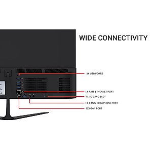23.8" Full HD IPS All-in-One Desktop Computer with Windows 11 - Intel N4120 QuadCore, 4GB RAM, 128GB SSD, Dual-Band WiFi, Bluetooth, Expandable HDD - AIO PC with Front Camera, Wireless Keyboard, Mouse